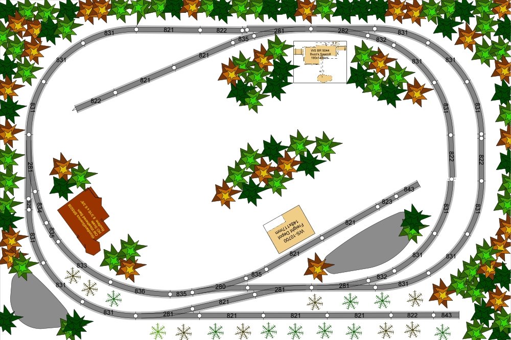 HO Scale 6x4 Model Train Set layouts for Model Railroaders.