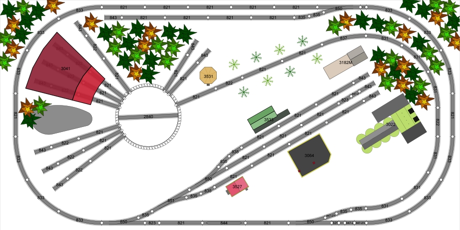 HO Scale 8x4 Model Train Set layouts for Model Railroaders.